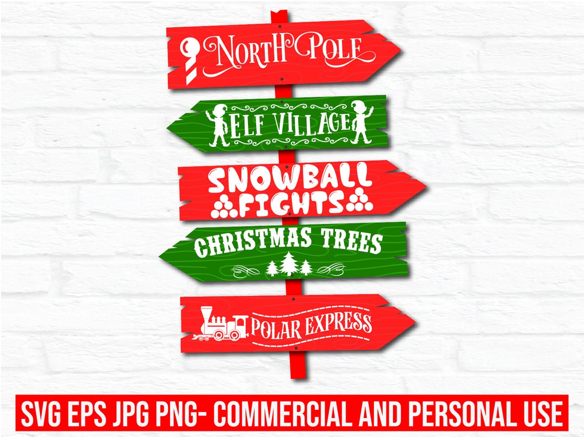Christmas Direction Post Signs SVG, Christmas Porch Signs Svg ...