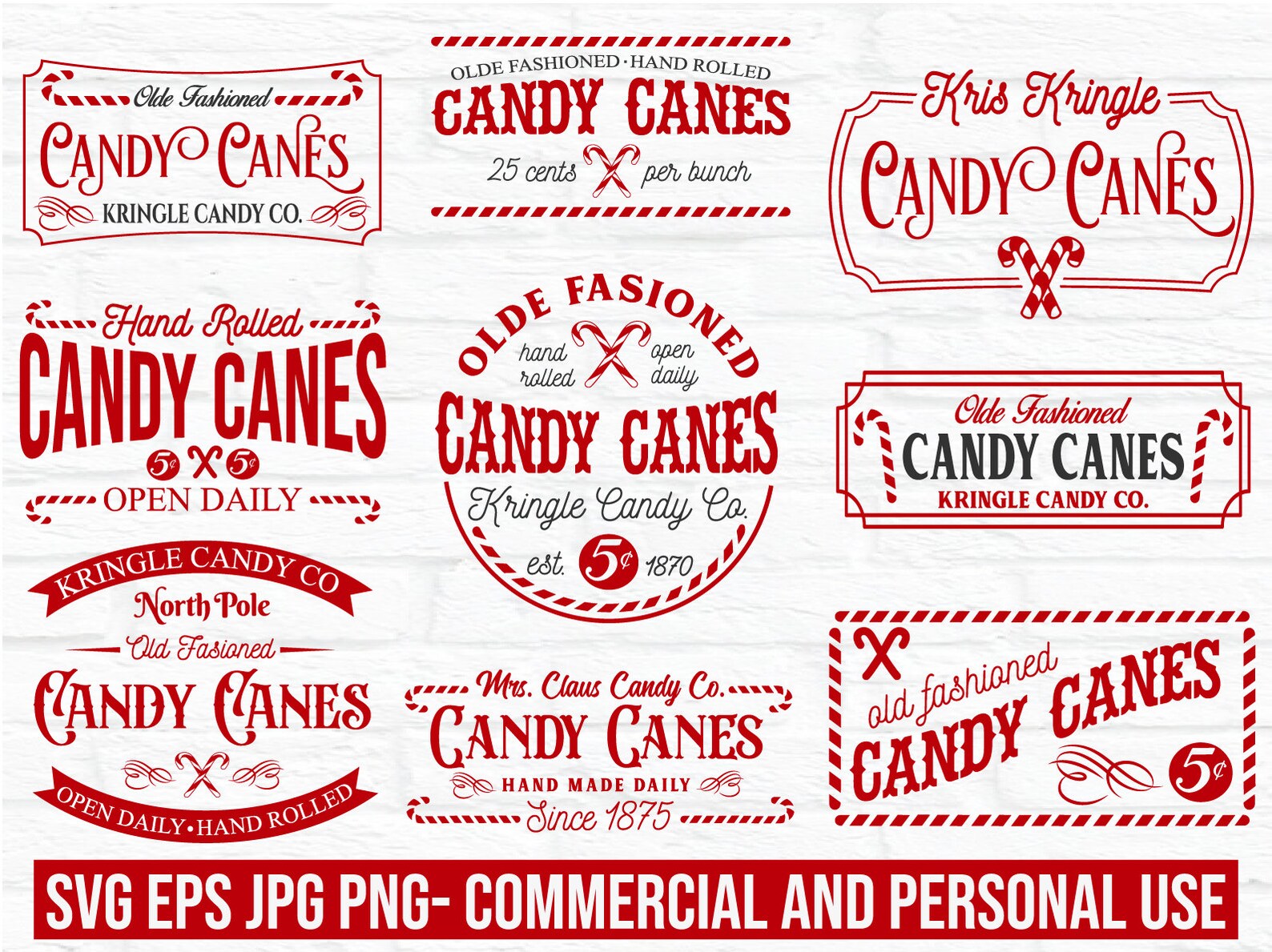 Candy Cane Company Bundle Svg Vintage Candy Cane Svg Vintage - Etsy