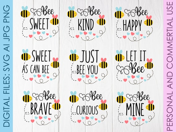 Bee Svg Bundle Bee Lettered Bundle Bee Kind Svg Bee Happy - Etsy