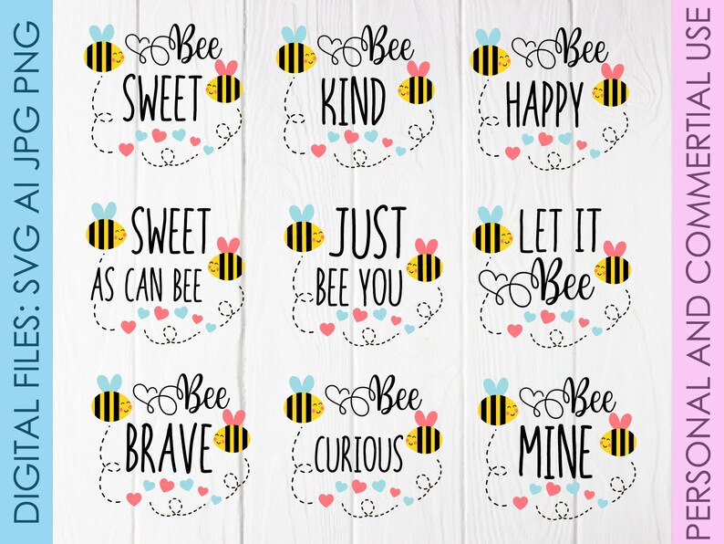 Bee Svg Bundle Bee Lettered Bundle Bee Kind Svg Bee Happy - Etsy