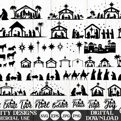 Nativity Silhouette Bundle Svg Png Eps Nativity Set Png - Etsy