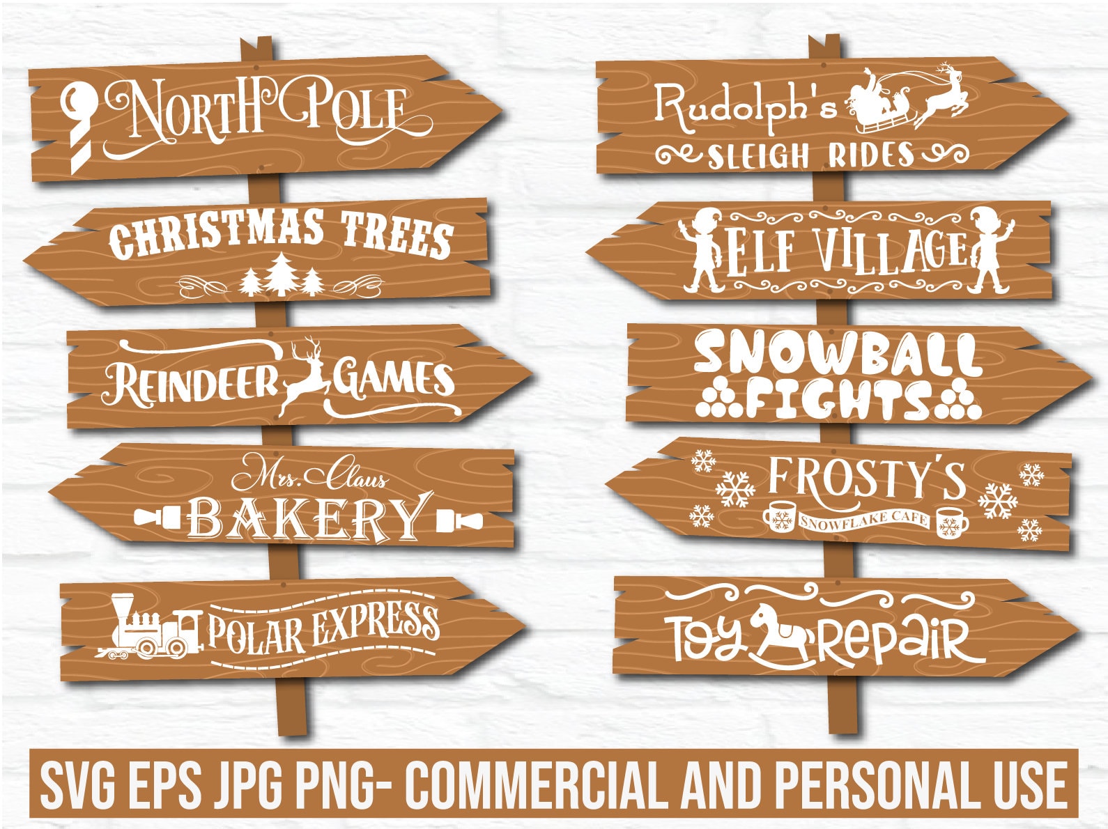 Christmas Direction Signs SVG, Farmhouse North Pole Decor (digital ...
