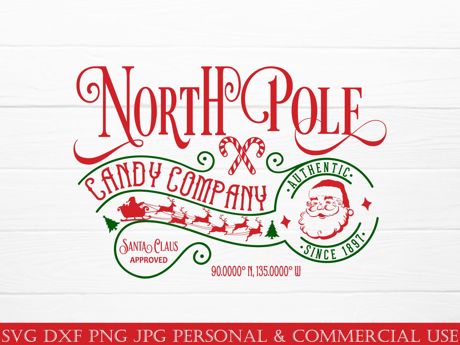 North Pole Svg North Pole Candy Company Santa Approved Svg | Etsy