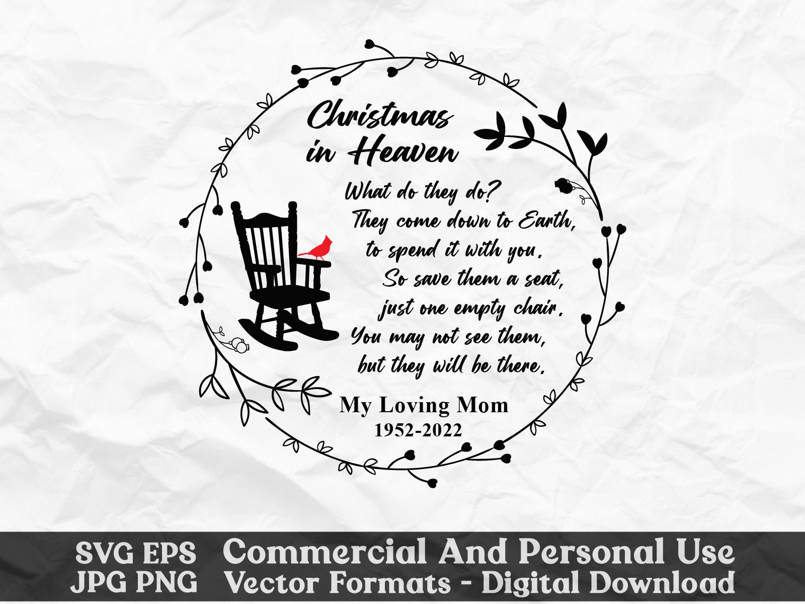 Christmas in Heaven Svg, in Loving Memory Svg, Rip Svg, Save Them a ...