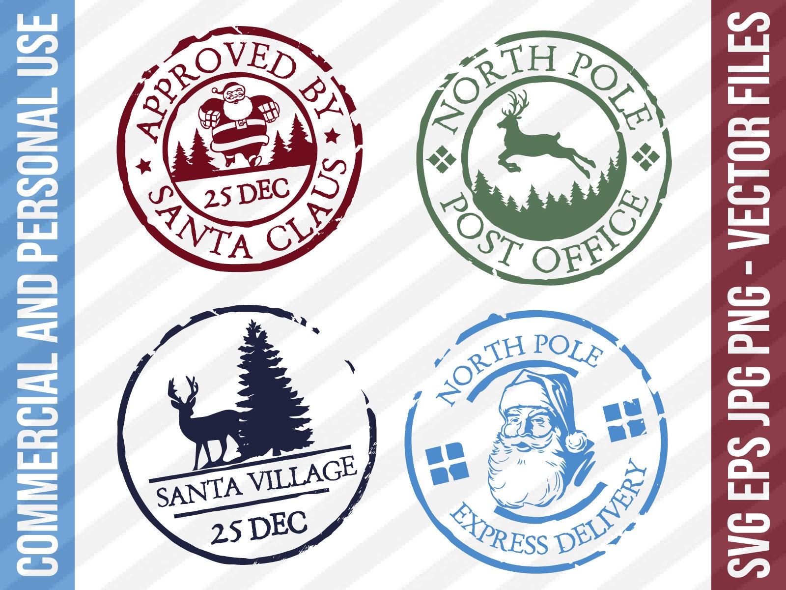 Weihnachtspost Briefmarken Bundle svg, Weihnachtsmann Post Stempel svg ...