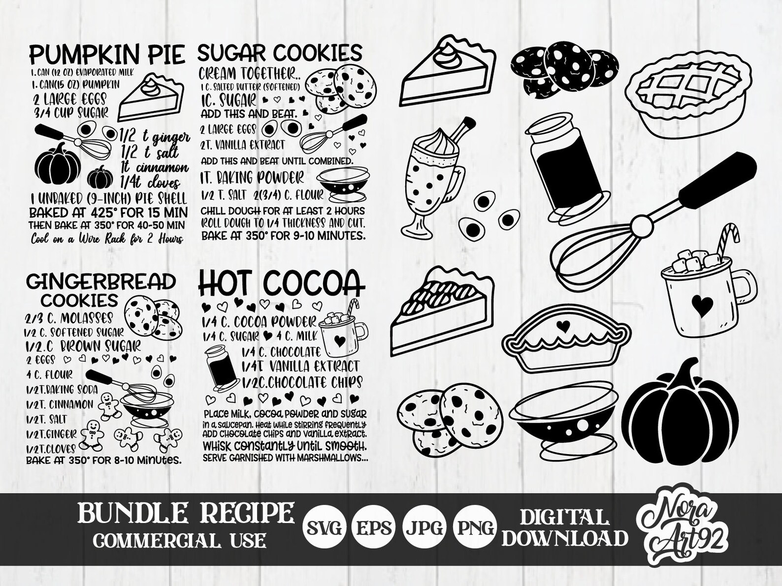 Recipe SVG Bundle, Kitchen Baking Recipes (SVG & PNG) - Etsy