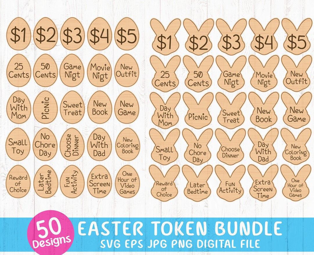 Easter Token Bundle SVG, Easter Egg Filler SVG, Laser Cut File Svg ...