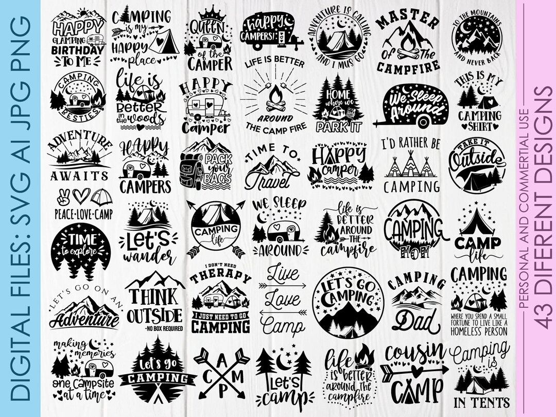 Camping Bundle Svg, Happy Camper Svg, Camp Life Svg, Camping Svg ...