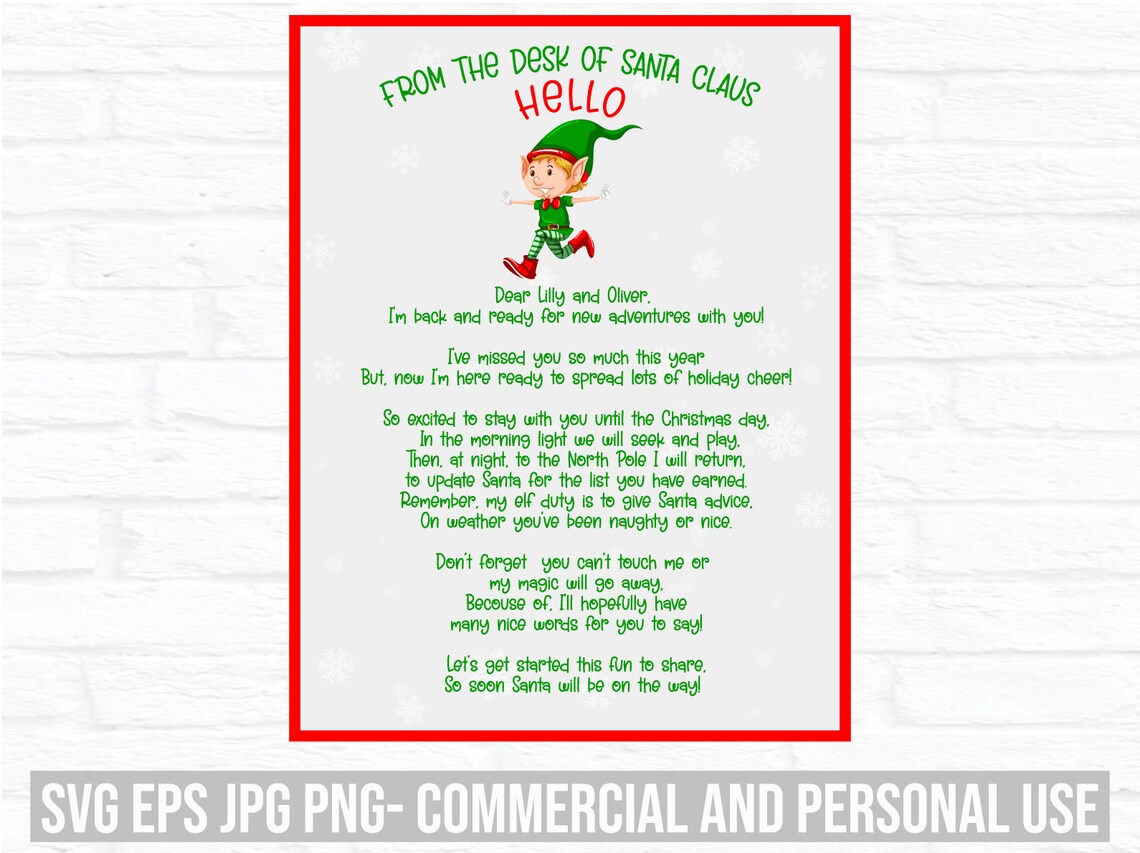 Elf Letter Svg Personalized Elf Letter Christmas Elf Letter | Etsy