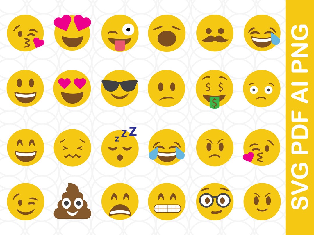 Emoji Clipart, Emojis PNG, Emoji Bundle SVG, Commercially Usable ...