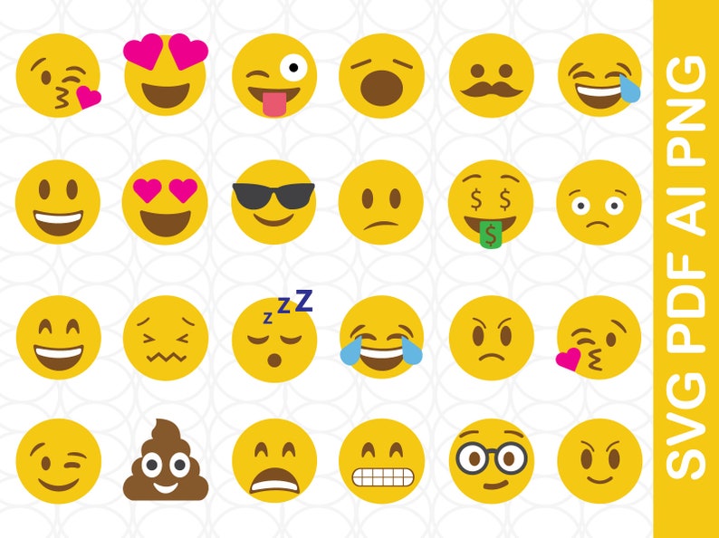 Emoji Clipart, Emojis PNG, Emoji Bundle SVG, Commercially Usable ...