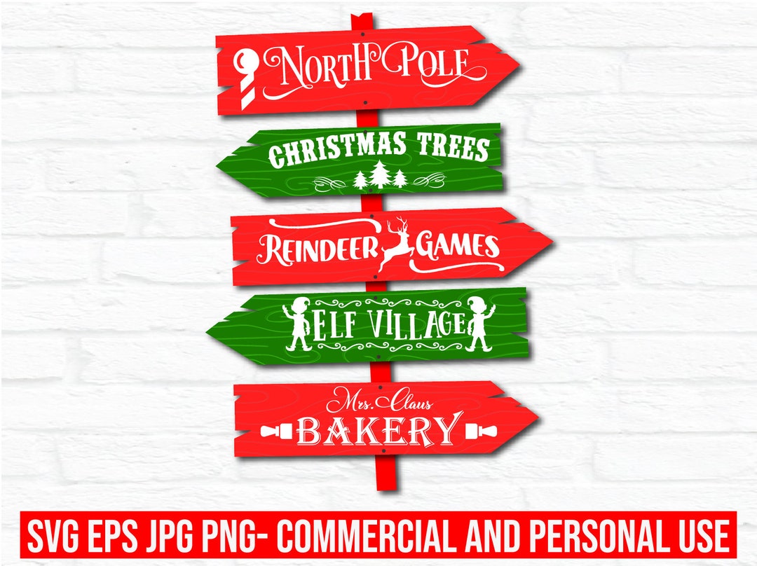 Christmas Direction Post Signs SVG, Christmas Porch Signs Svg ...
