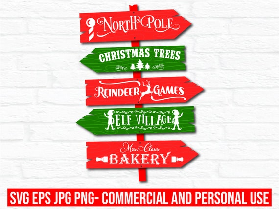 Christmas Direction Post Signs SVG Christmas Porch Signs Svg | Etsy