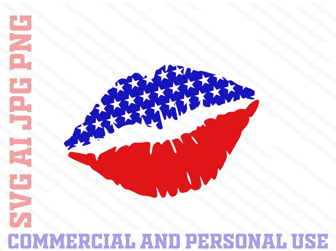 Usa Lips Svg 4th of July Svg America Rockjuly - Etsy