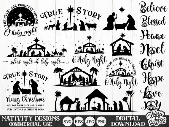 Nativity Silhouette Bundle Svg Png Eps Nativity Set Png - Etsy