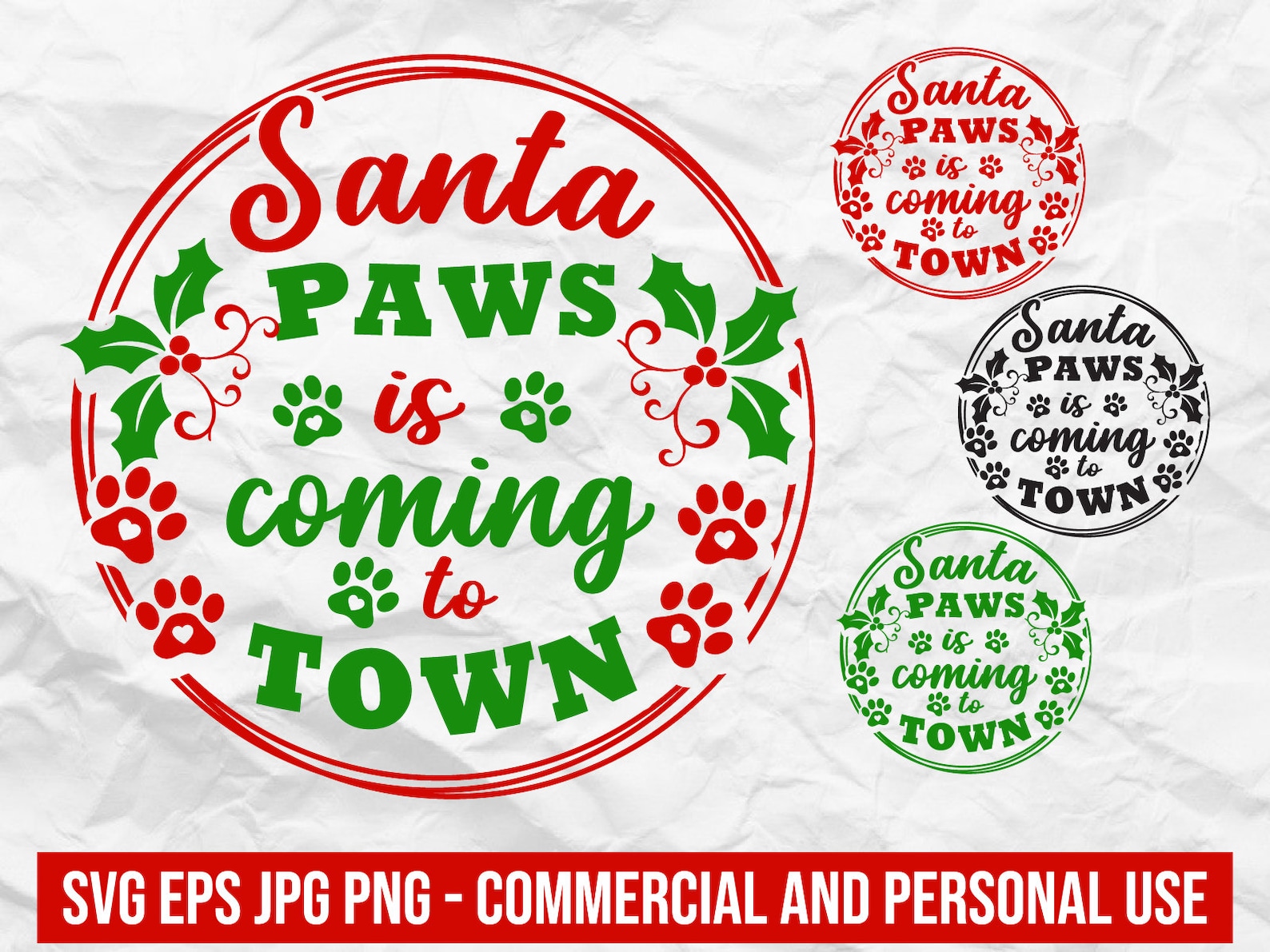 Santa Paws is Coming to Town Svg Pet Christmas Svg Bundle - Etsy