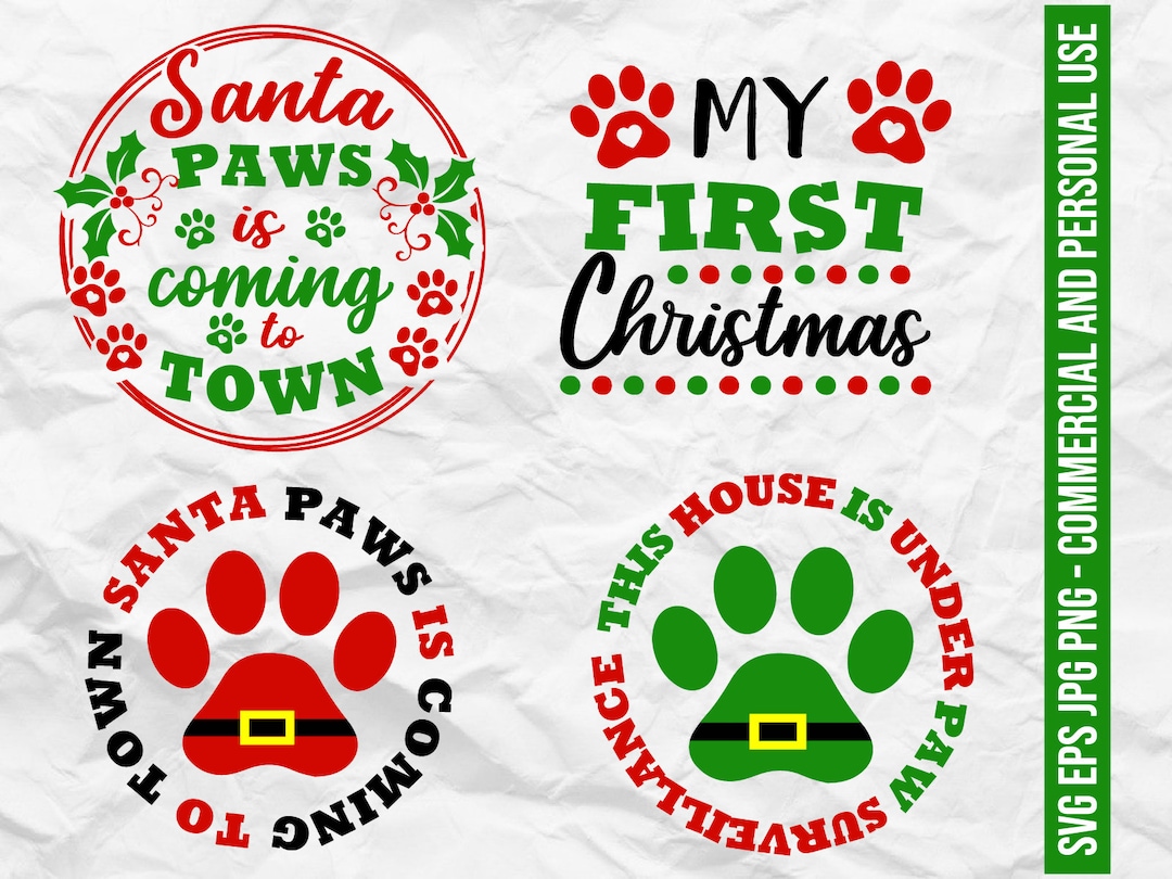 Santa Paws SVG Bundle, Pet Christmas Svg Bundle, Dog Christmas Svg, Dog ...