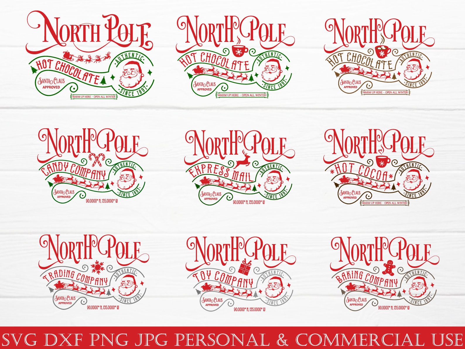 North Pole Svg, North Pole Hot Chocolate Bundle Svg, Santa Claus ...