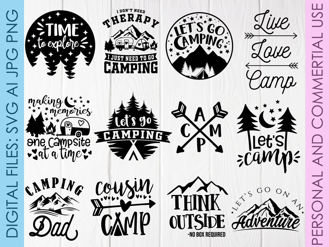 Camping Bundle Svg Camper Svg happy Camper Svgcamper Life | Etsy