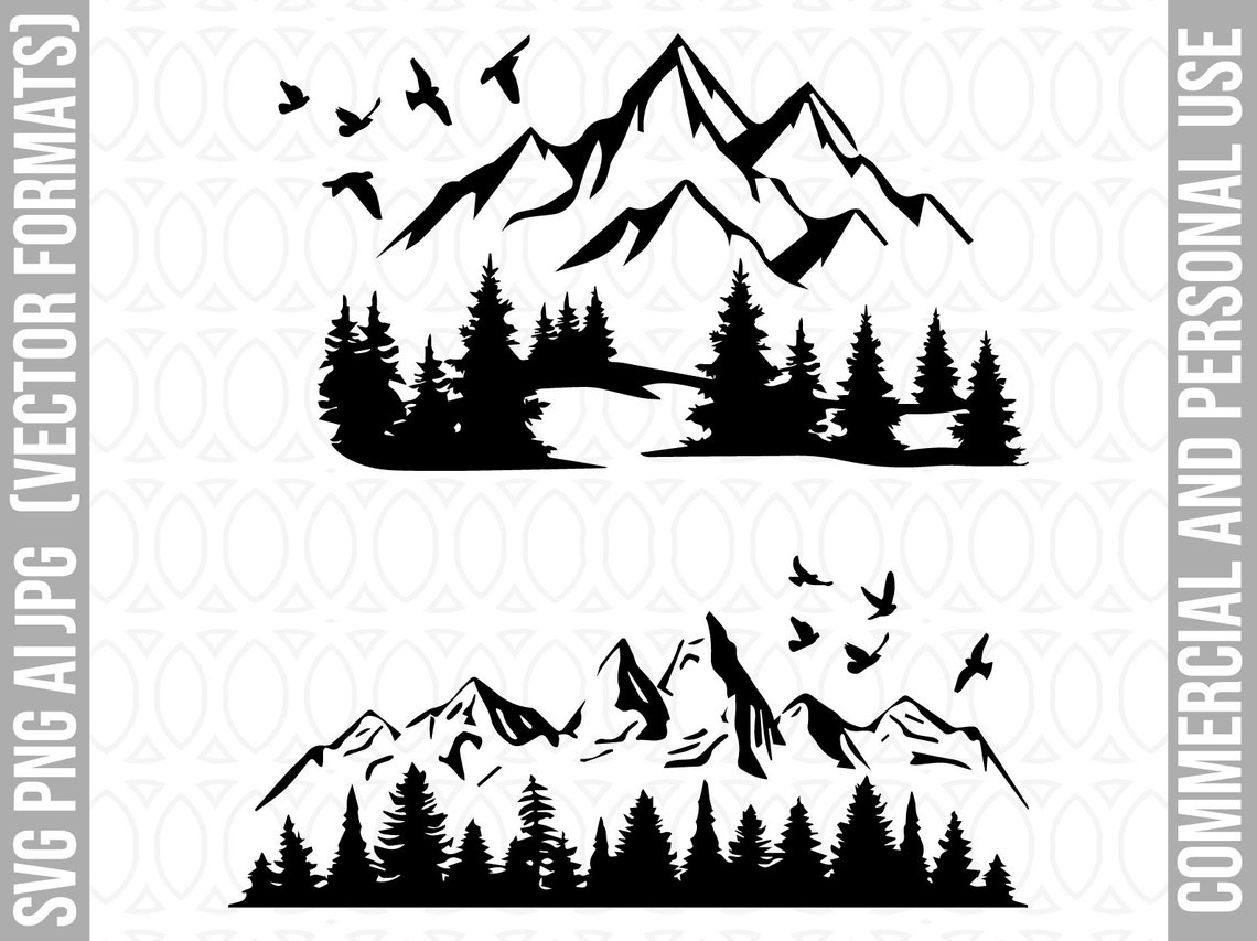 Mountain SVG Mountain Range Pine Trees SVG Adventure Awaits - Etsy