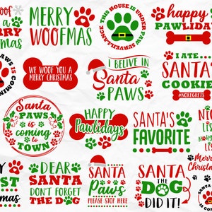 Santa Paws SVG Bundle, Pet Christmas Svg Bundle, Dog Christmas Svg, Dog ...