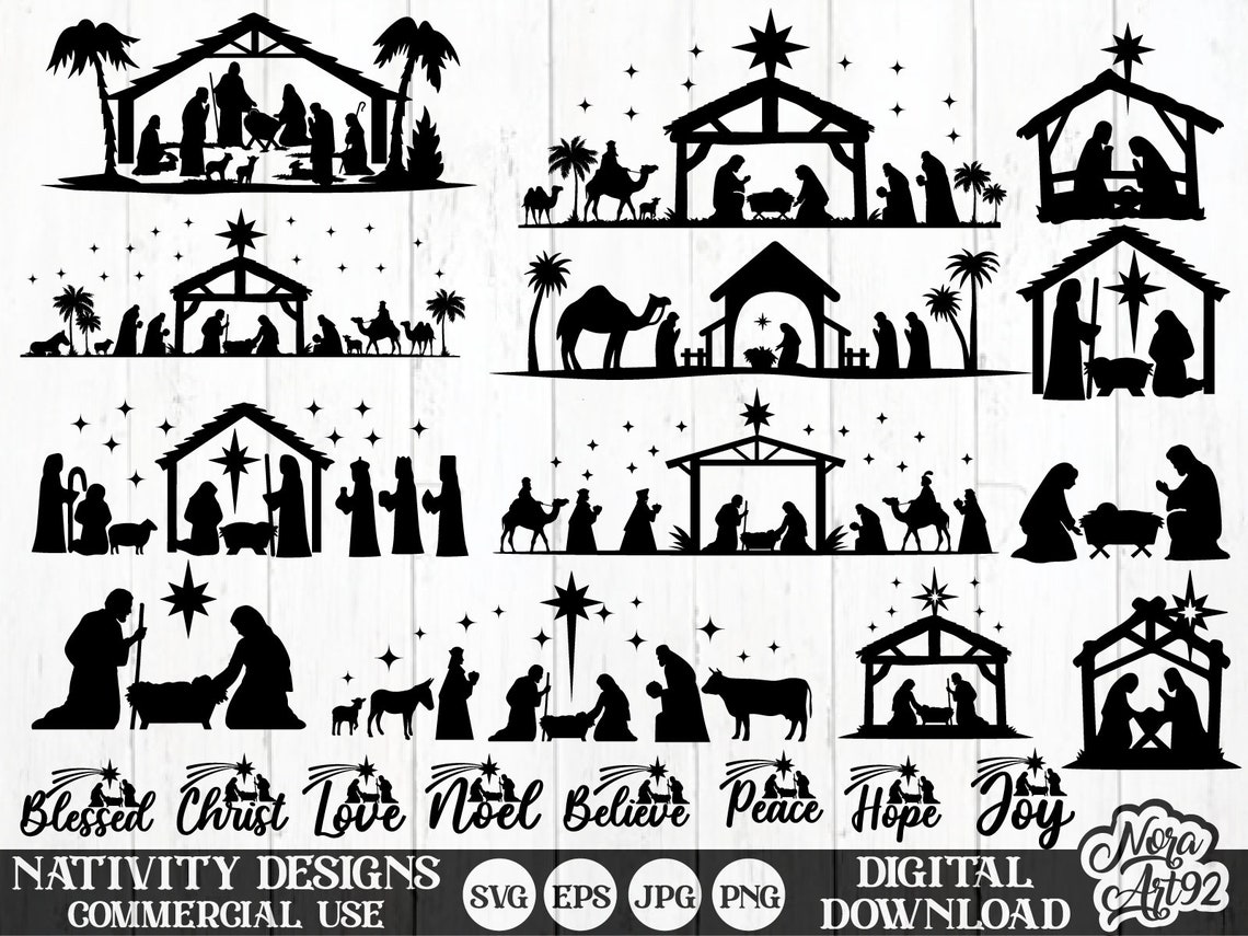 Nativity Silhouette Bundle Svg Png Eps Nativity Set Png - Etsy