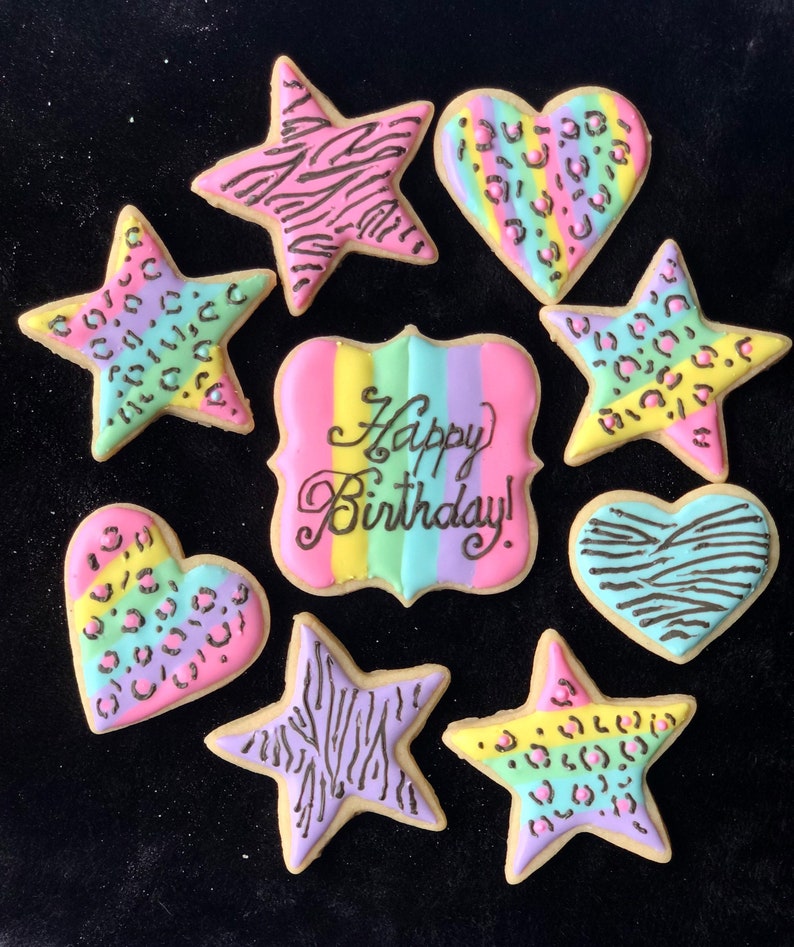 Happy Birthday Cookies; Cheetah Print; Animal Print Cookies - Etsy