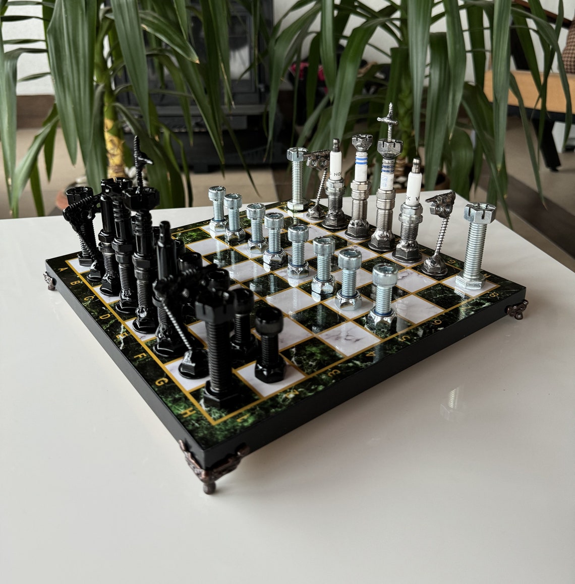 Spark Plug Chess Set | Real Car Engine Parts | Industrial Chess Board ...
