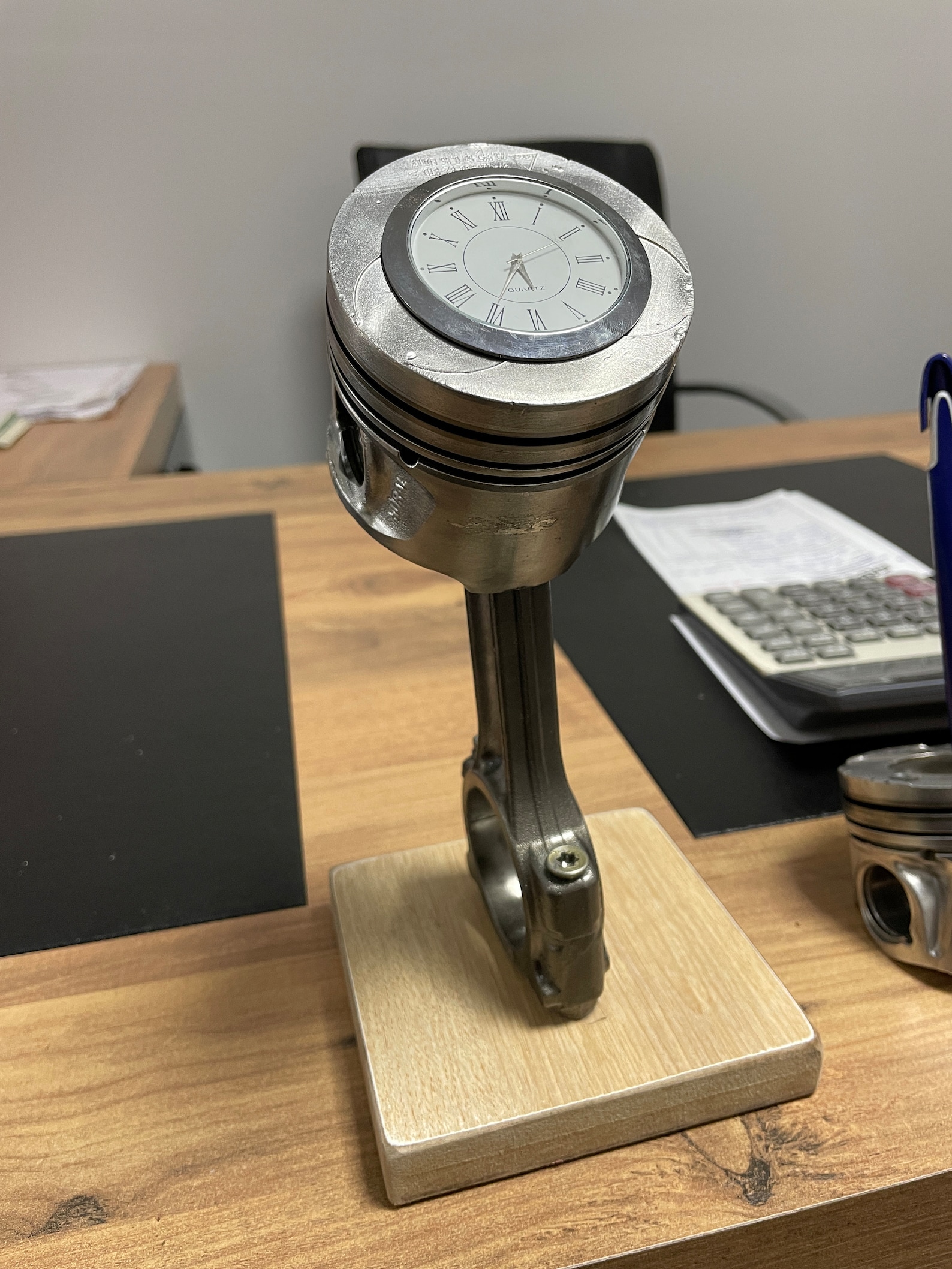 Piston Clock / Wooden Based Piston Clock / Real Car Engine Parts ...