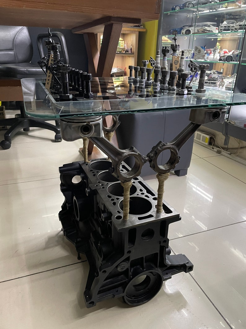 Engine Table With Chess Set // Engine Table / Gearhead / Man Cave ...
