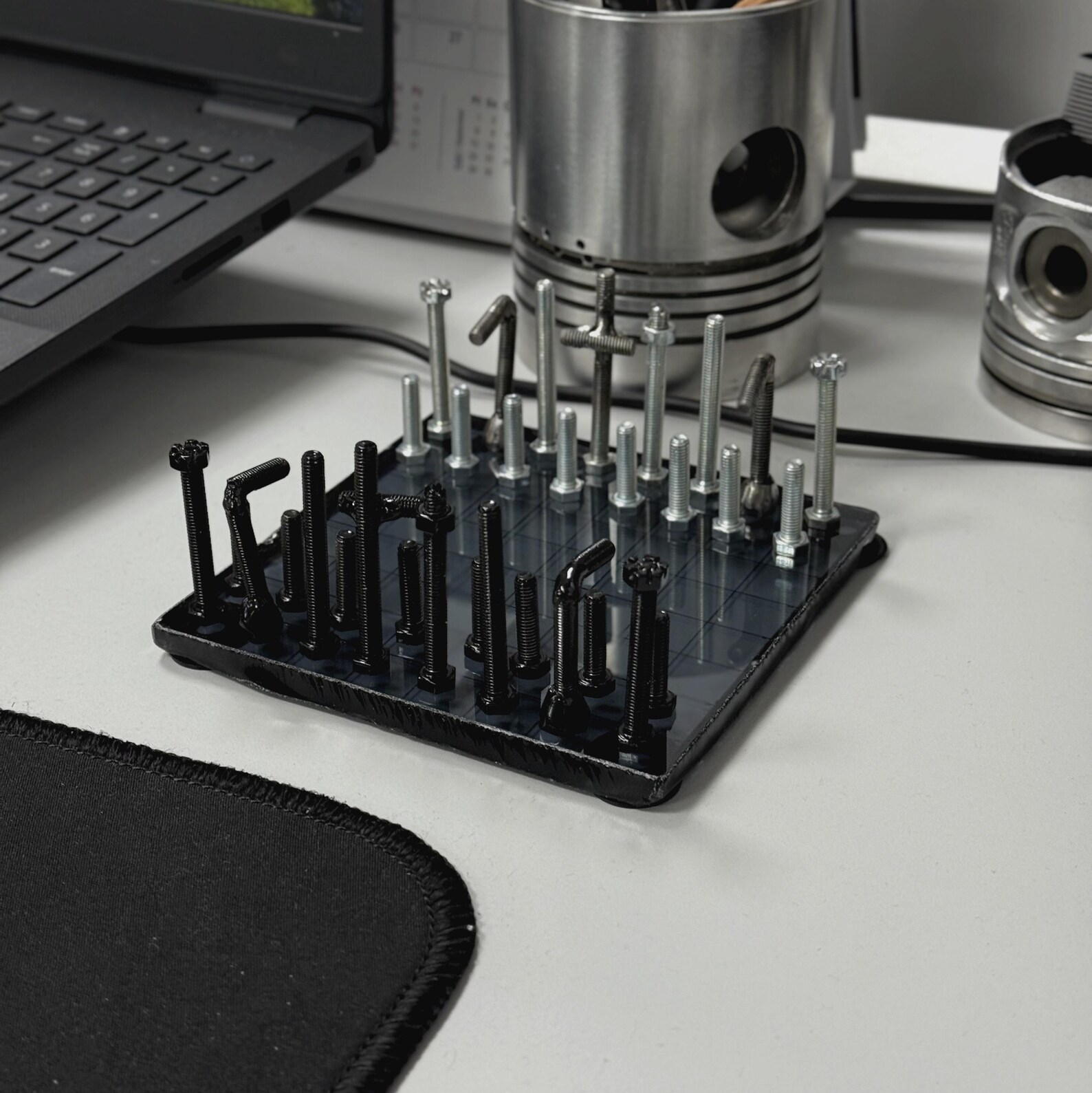 Mini Bolt & Nut Chess Set | Real Metal Hardware | Handmade Industrial ...