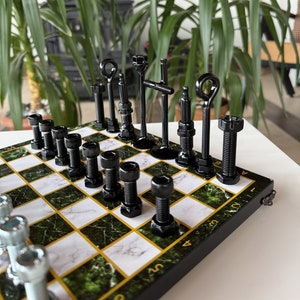 Spark Plug Chess Set | Real Car Engine Parts | Industrial Chess Board ...