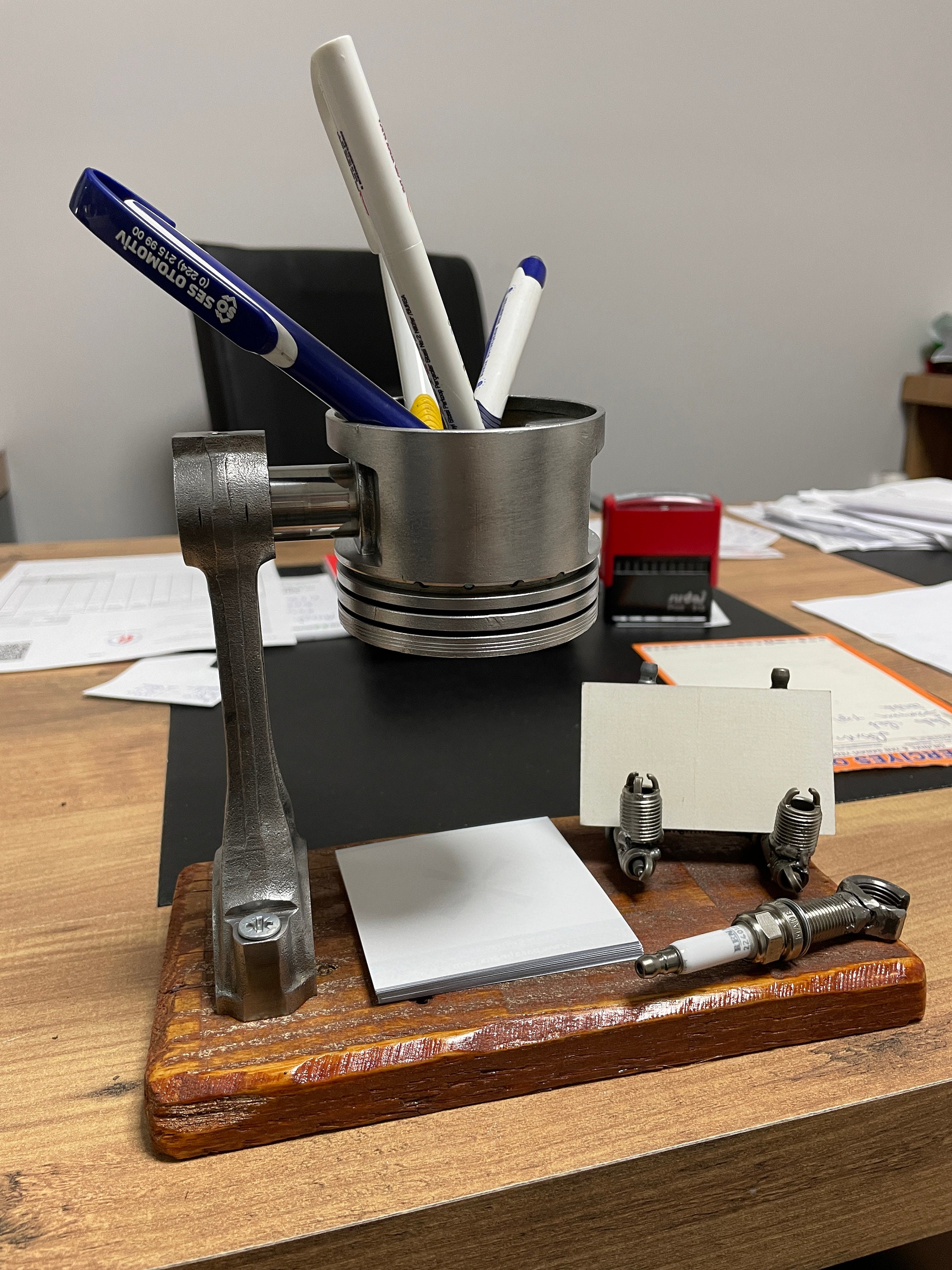 Personalized Wooden Piston Office Pen Holder / Real Car Engine Parts ...