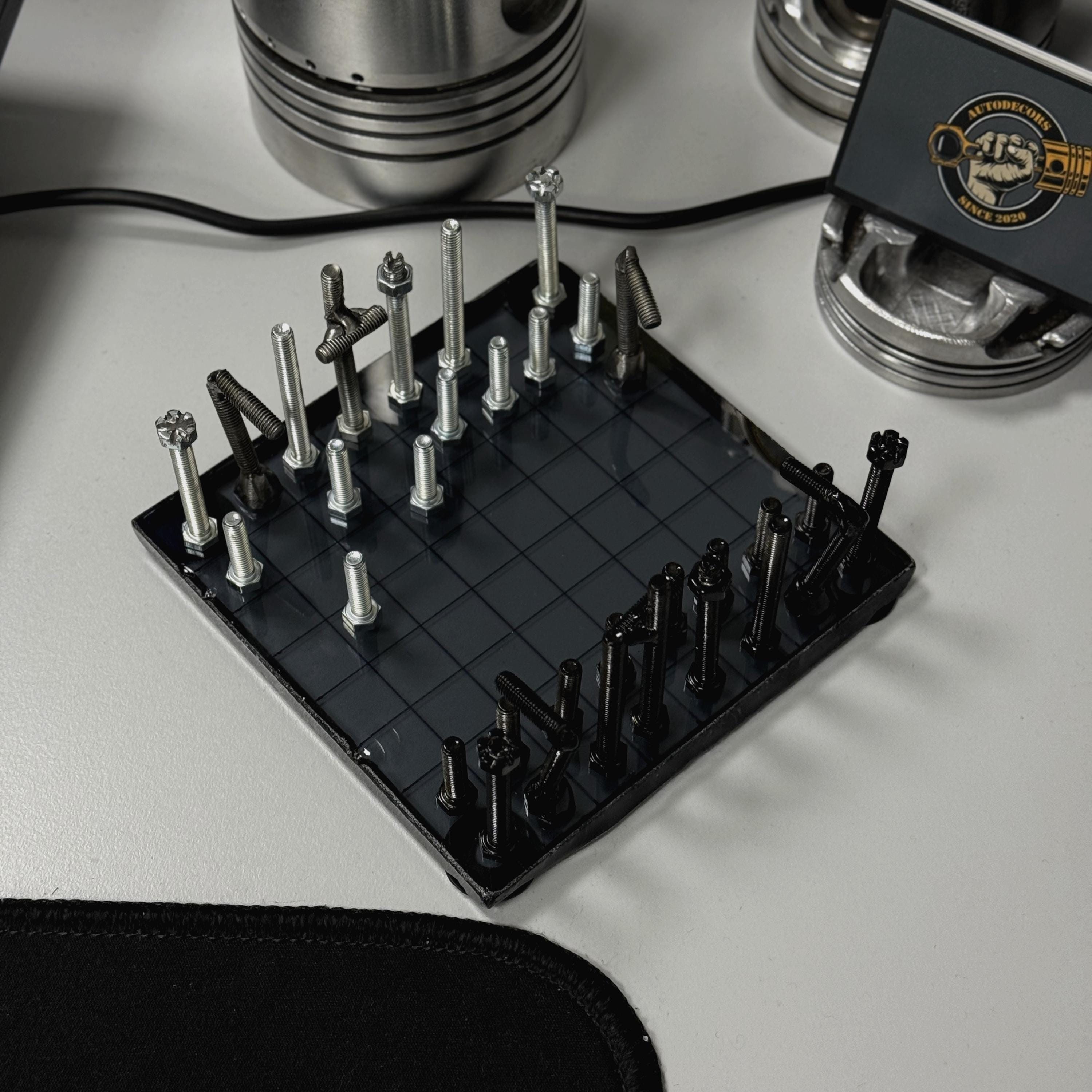 Mini Bolt & Nut Chess Set | Real Metal Hardware | Handmade Industrial ...