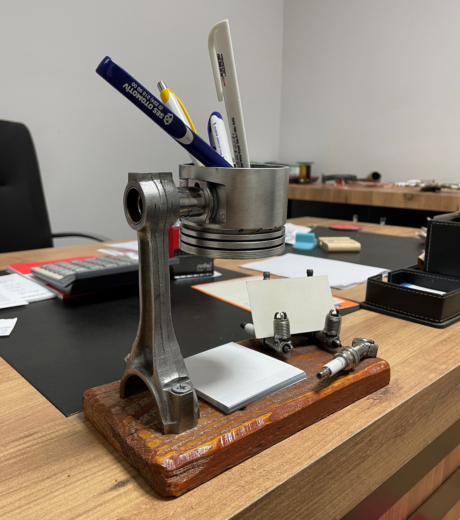 Personalized Wooden Piston Office Pen Holder / Real Car Engine Parts ...