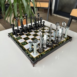Spark Plug Chess Set | Real Car Engine Parts | Industrial Chess Board ...