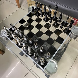 Engine Table With Chess Set // Engine Block Table / Gearhead / Man Cave ...
