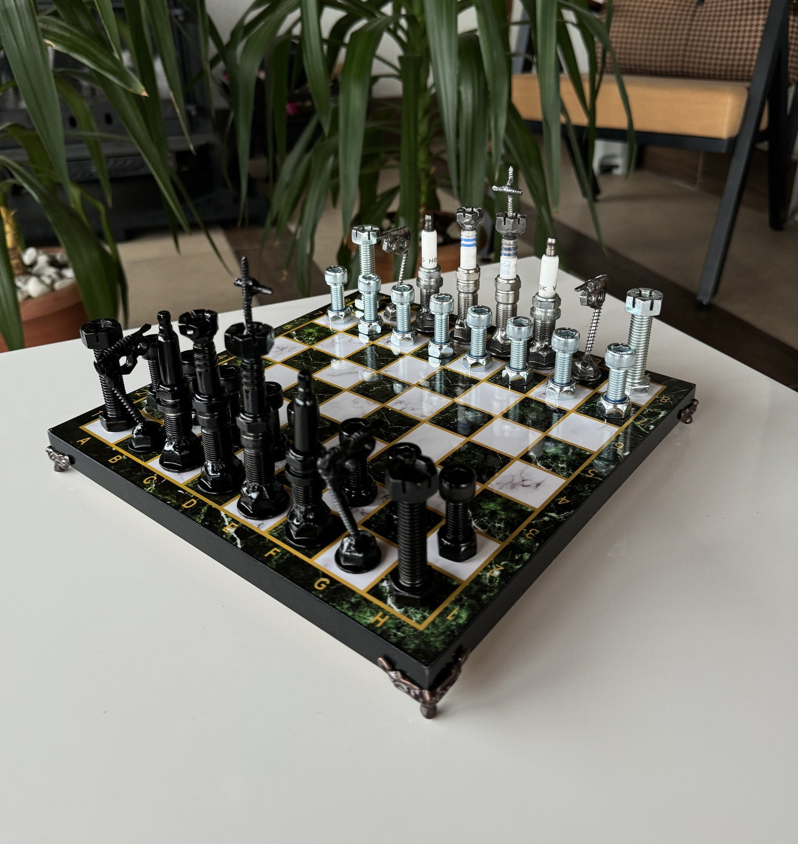 Spark Plug Chess Set | Real Car Engine Parts | Industrial Chess Board ...