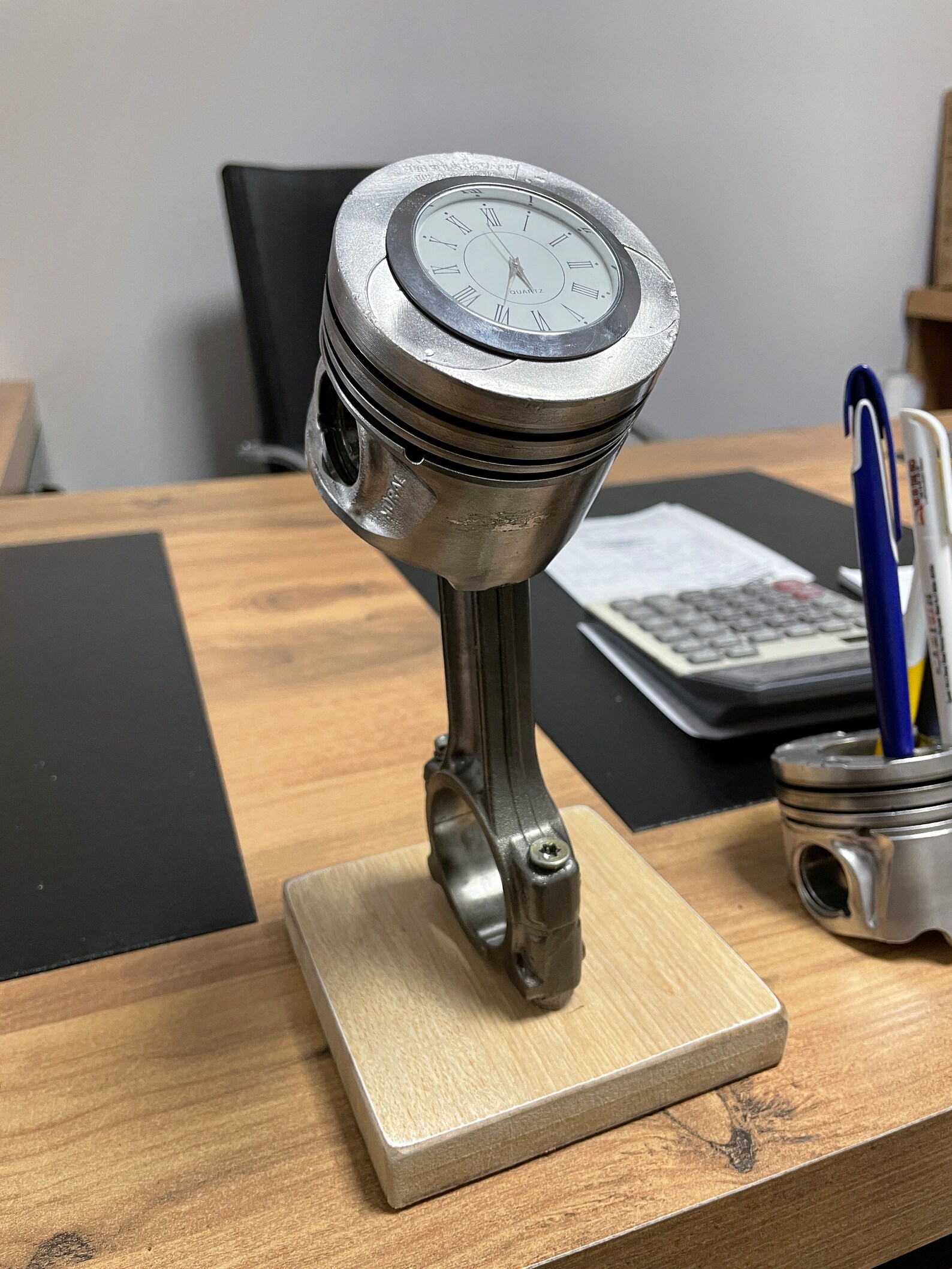 Piston Clock / Wooden Based Piston Clock / Real Car Engine Parts ...