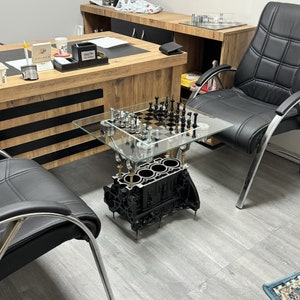Engine Block Chess Table // Customizable Man Cave Furniture // Handmade ...