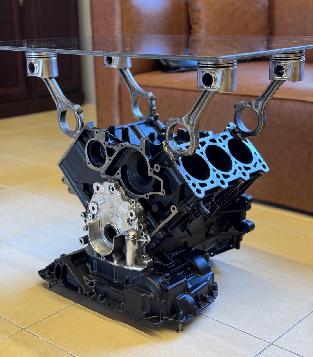 V6 Engine Block Table // Customizable Man Cave Furniture // Handmade ...
