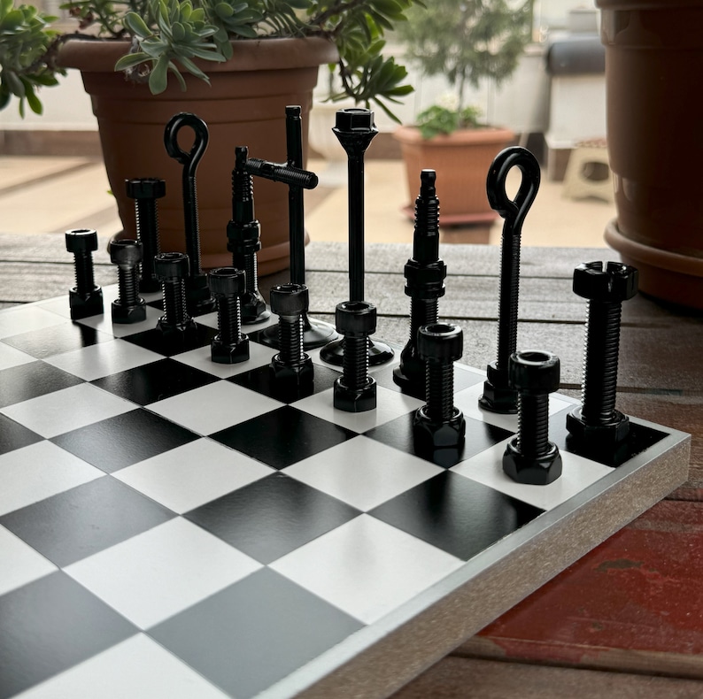 Chess Set Pieces V2 From Bolts and Nuts / Real Car Engine Parts ...