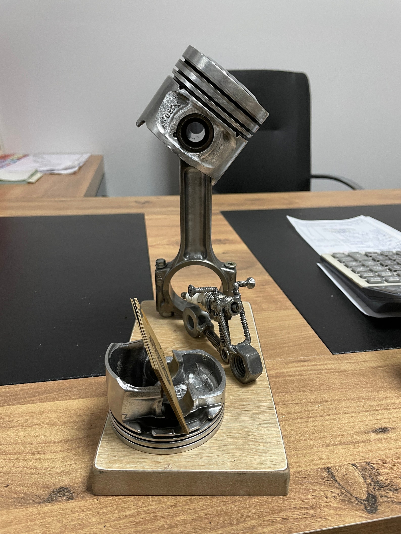 Piston Clock / Real Car Engine Parts / Piston Trinket / Wooden Based ...