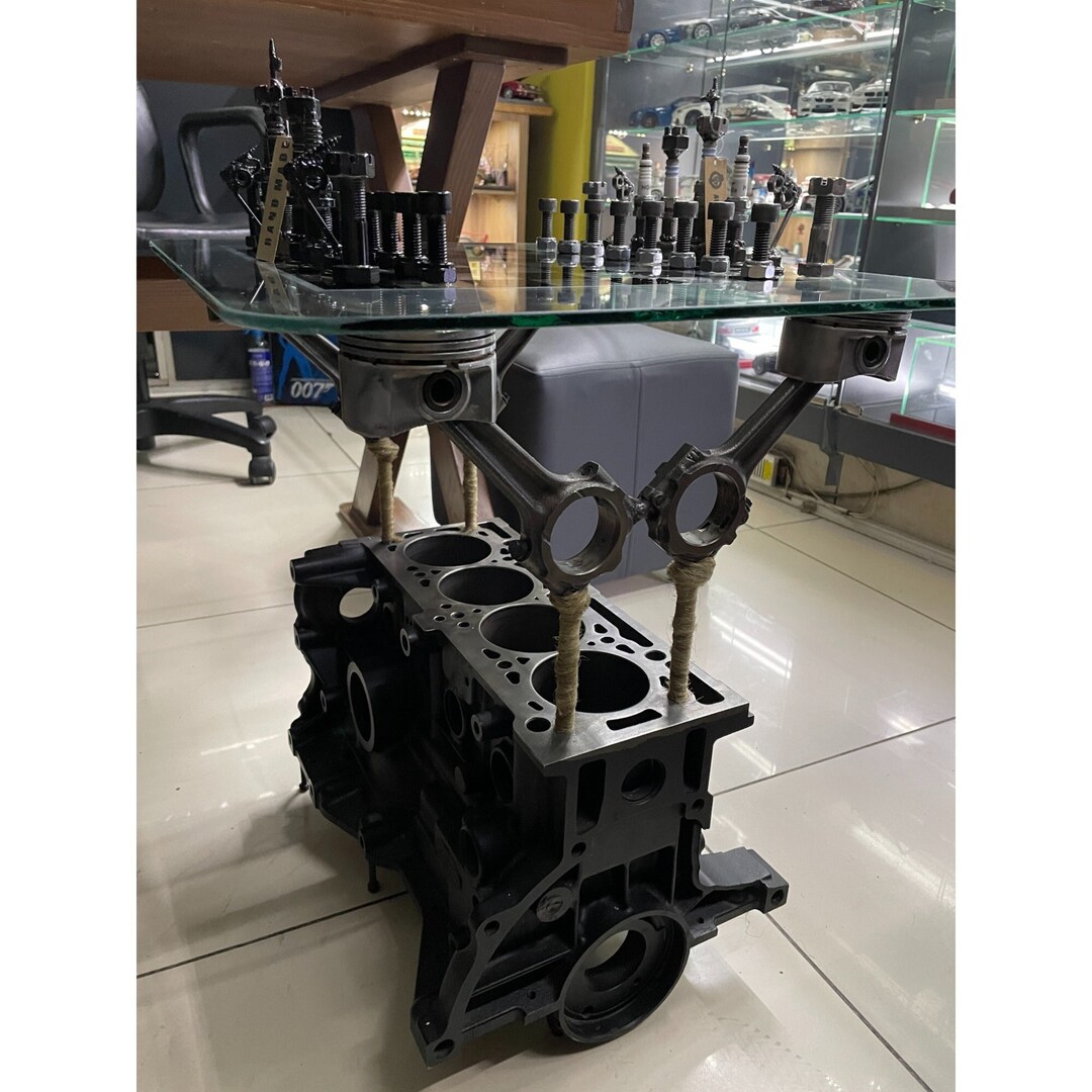 Engine Table With Chess Set // Engine Table / Gearhead / Man Cave ...