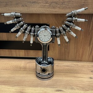 Piston Clock With Spark Plug Wing / Real Car Engine Parts / Piston ...