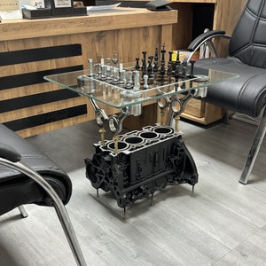 Engine Block Chess Table // Customizable Man Cave Furniture // Handmade ...