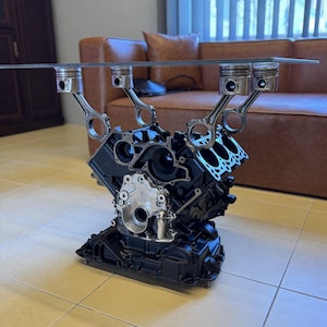 V6 Engine Block Table // Customizable Man Cave Furniture // Handmade ...