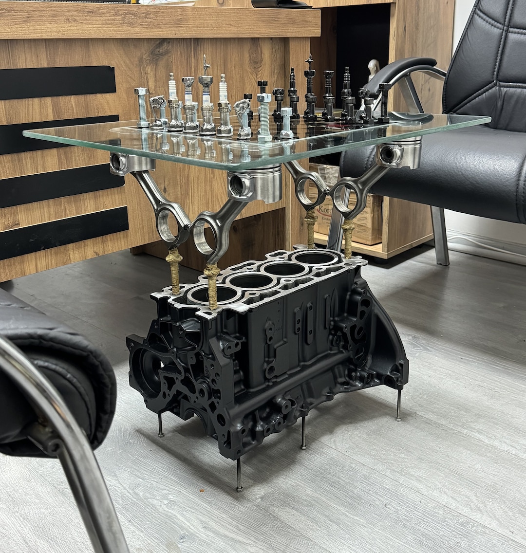 Engine Block Chess Table // Customizable Man Cave Furniture // Handmade ...