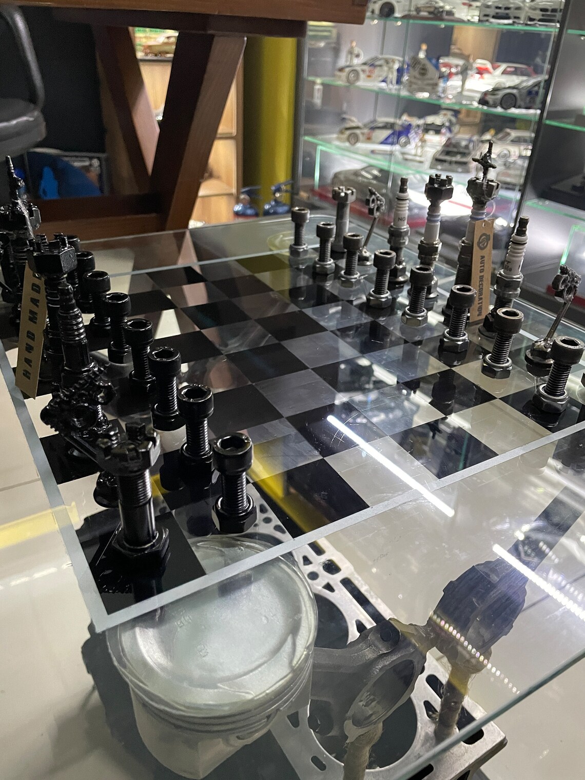 Engine Table With Chess Set // Engine Table / Gearhead / Man - Etsy