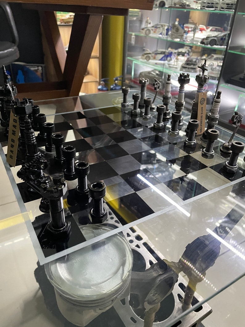 Engine Table With Chess Set // Engine Table / Gearhead / Man Cave ...